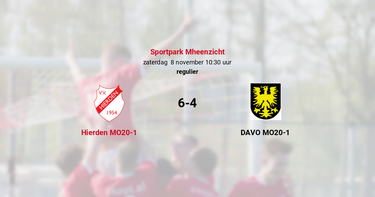 Hierden MO20-1 tegen DAVO MO20-1 op zaterdag 8 november | v.v. Hierden